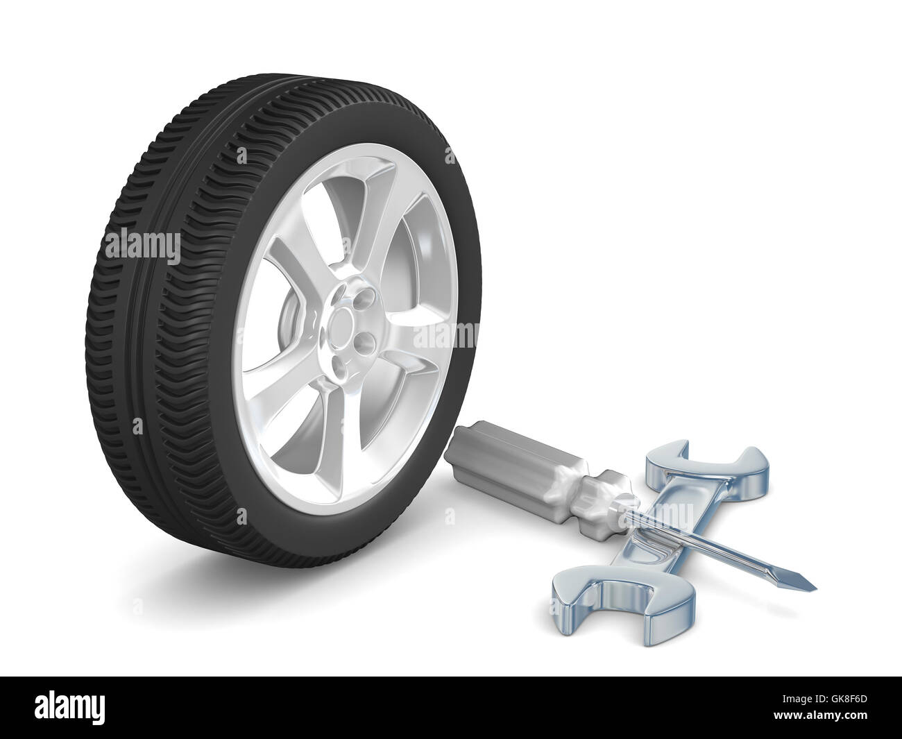 Car-care centre on white background. Isolated 3D image Stock Photo - Alamy