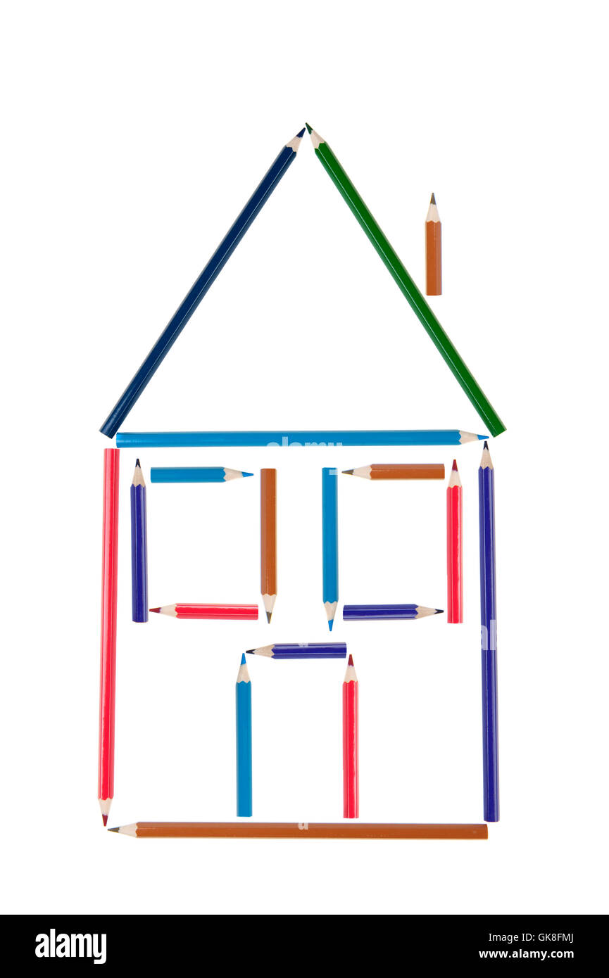 House from color pencils hi-res stock photography and images - Alamy