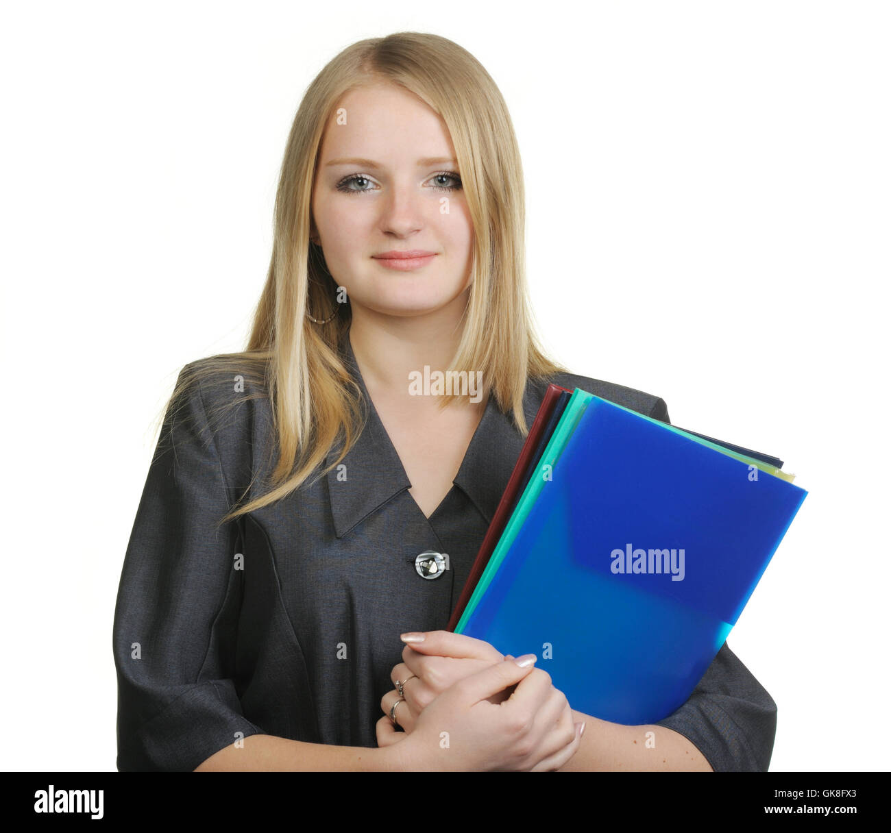 The blonde with official papers Stock Photo - Alamy