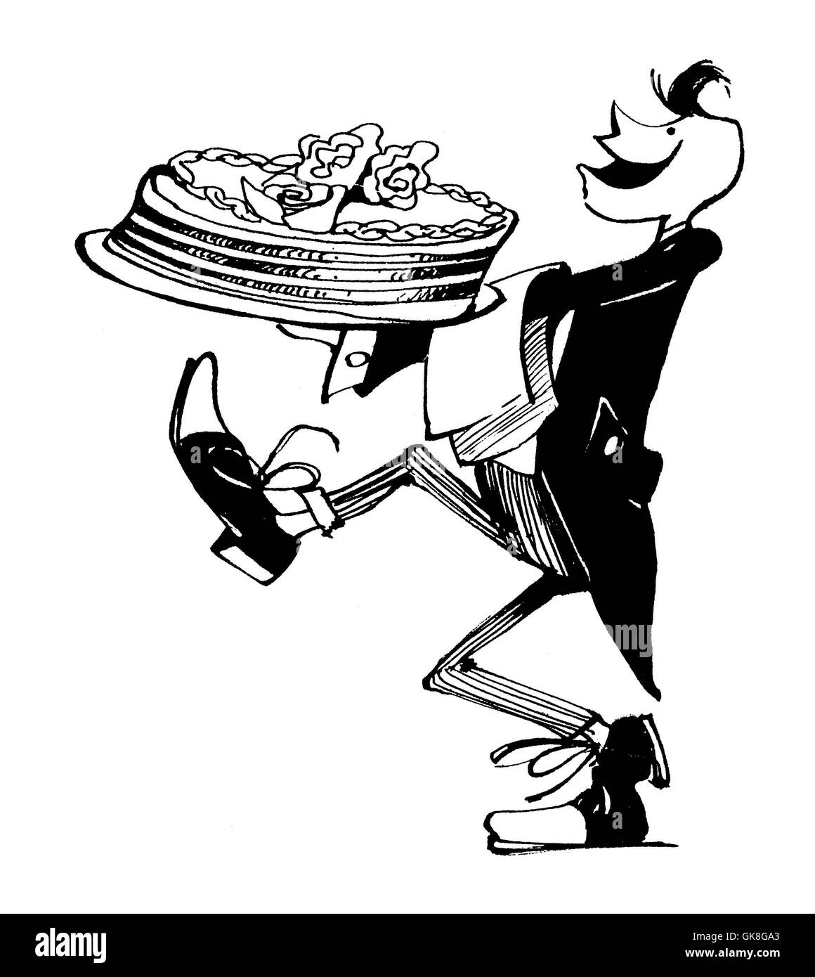 waiter serving big cake Stock Photo - Alamy