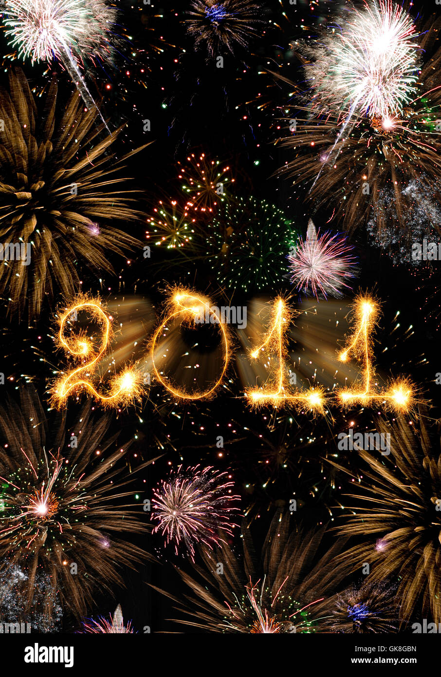 2010 made of sparks and fireworks vertical Stock Photo - Alamy