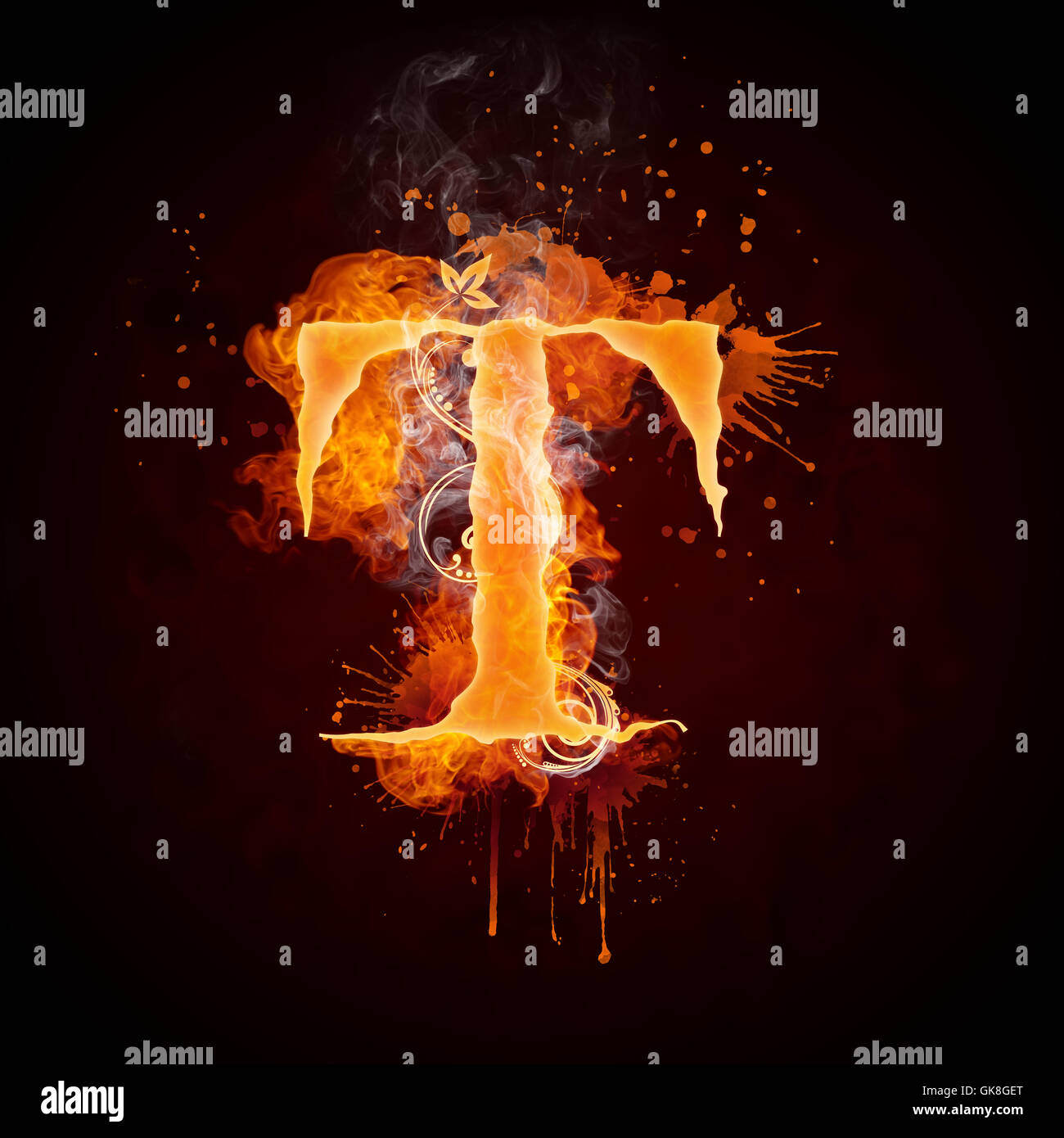 Letter t fire smoke hi-res stock photography and images - Alamy