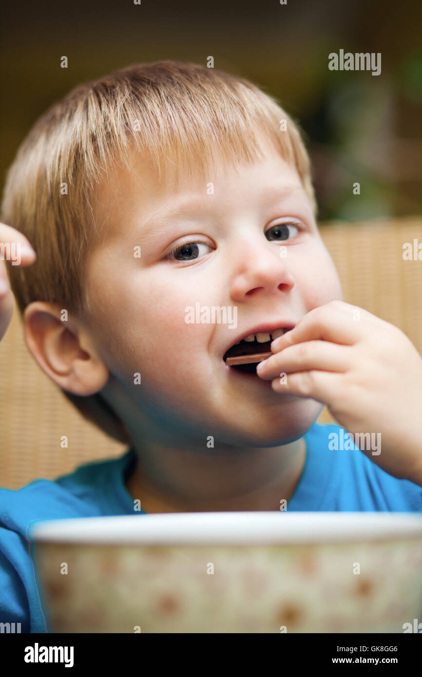Breakfast of a little boy Stock Photo - Alamy