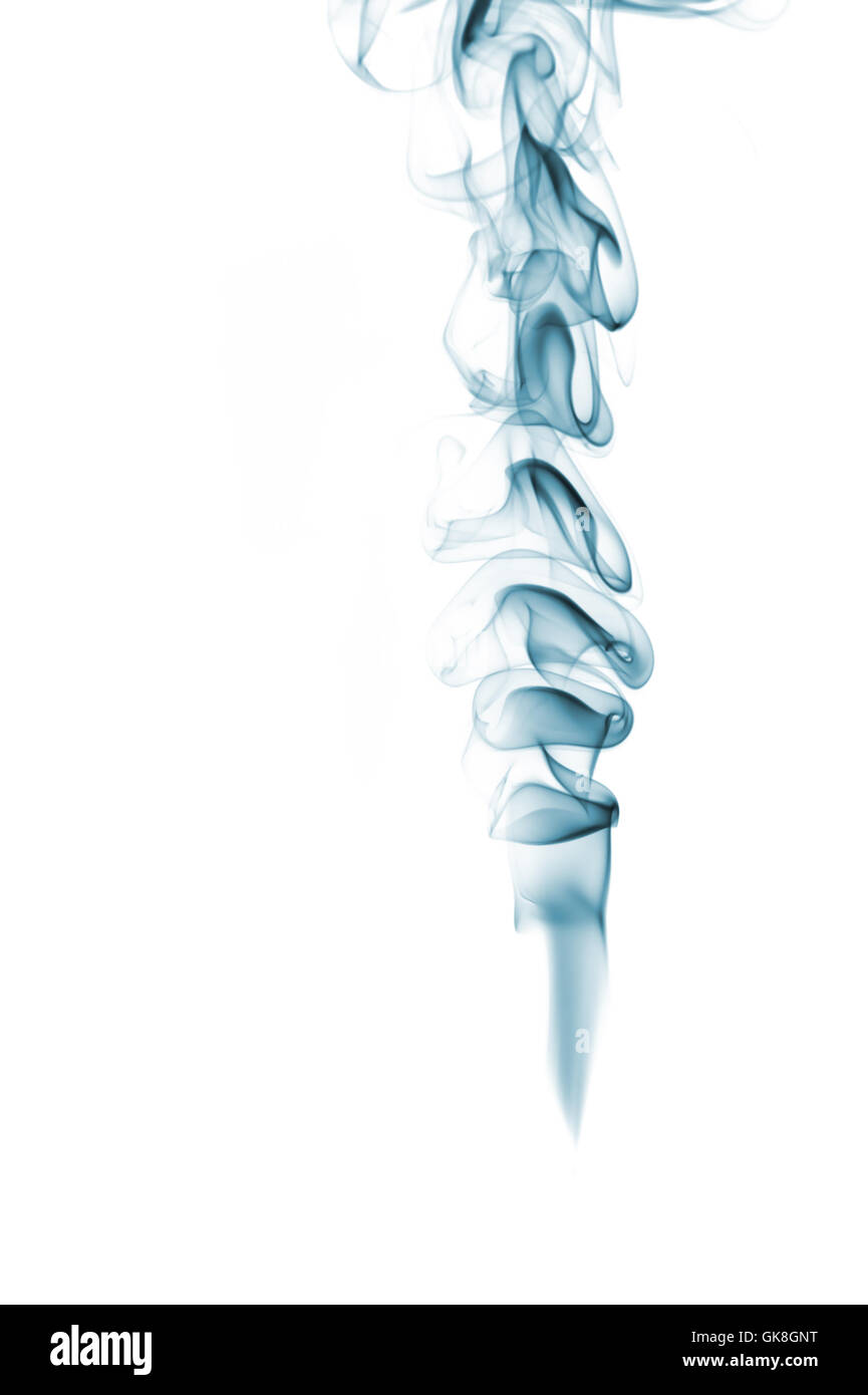 smoke blue color from white background Stock Photo - Alamy