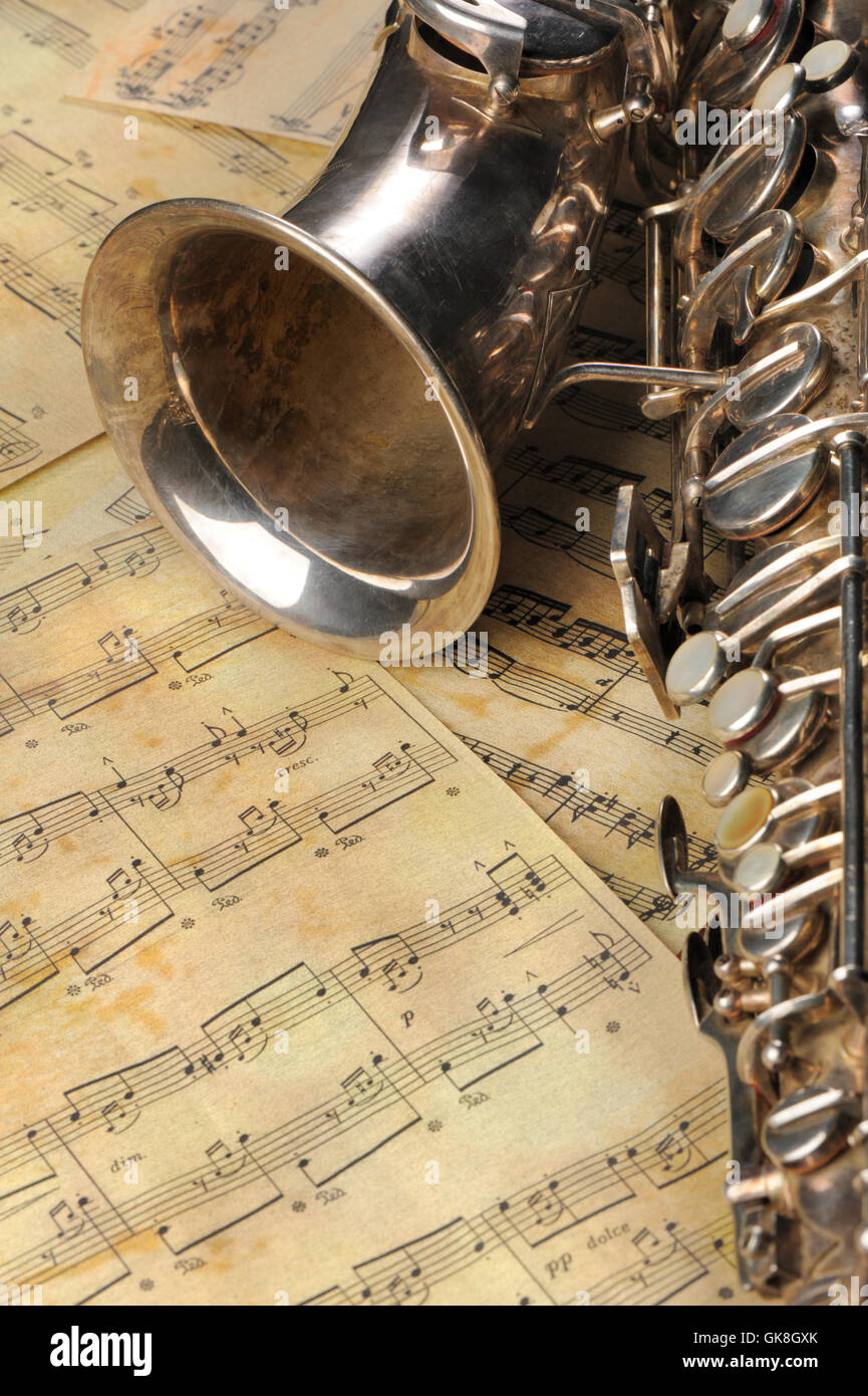 Old saxophone notes musical instrument hi-res stock photography and ...