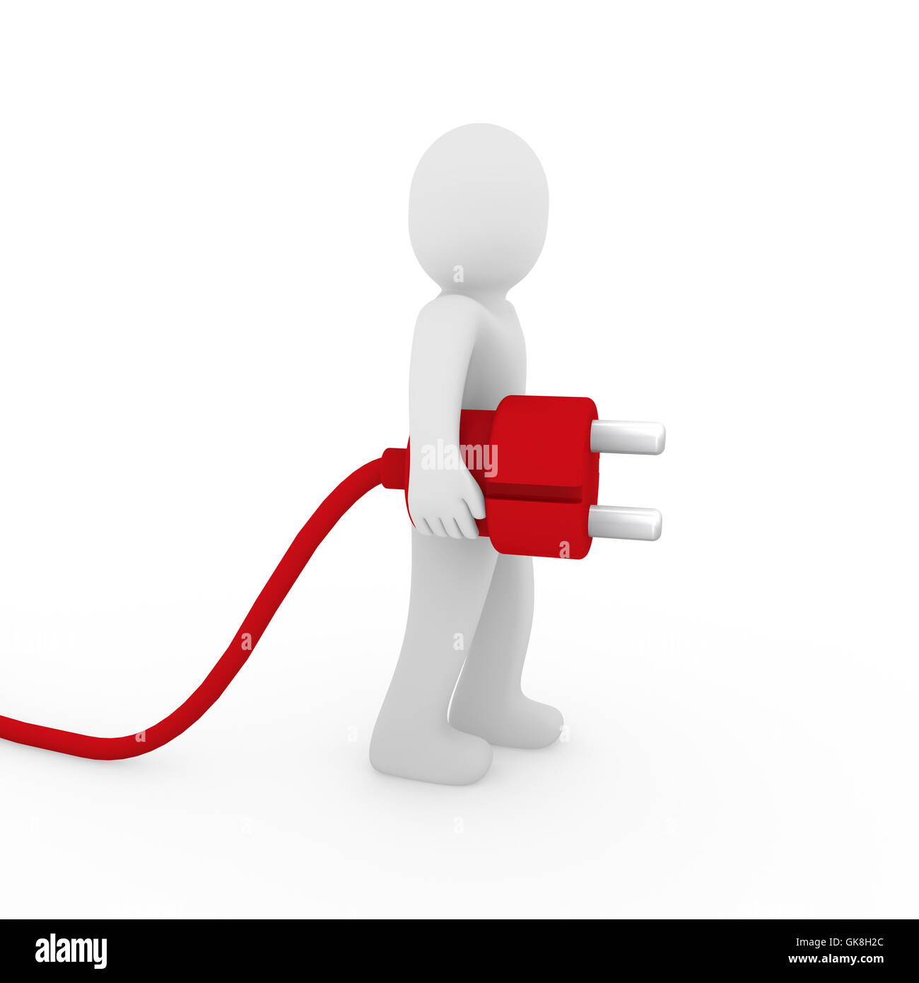 3d man red plug Stock Photo - Alamy