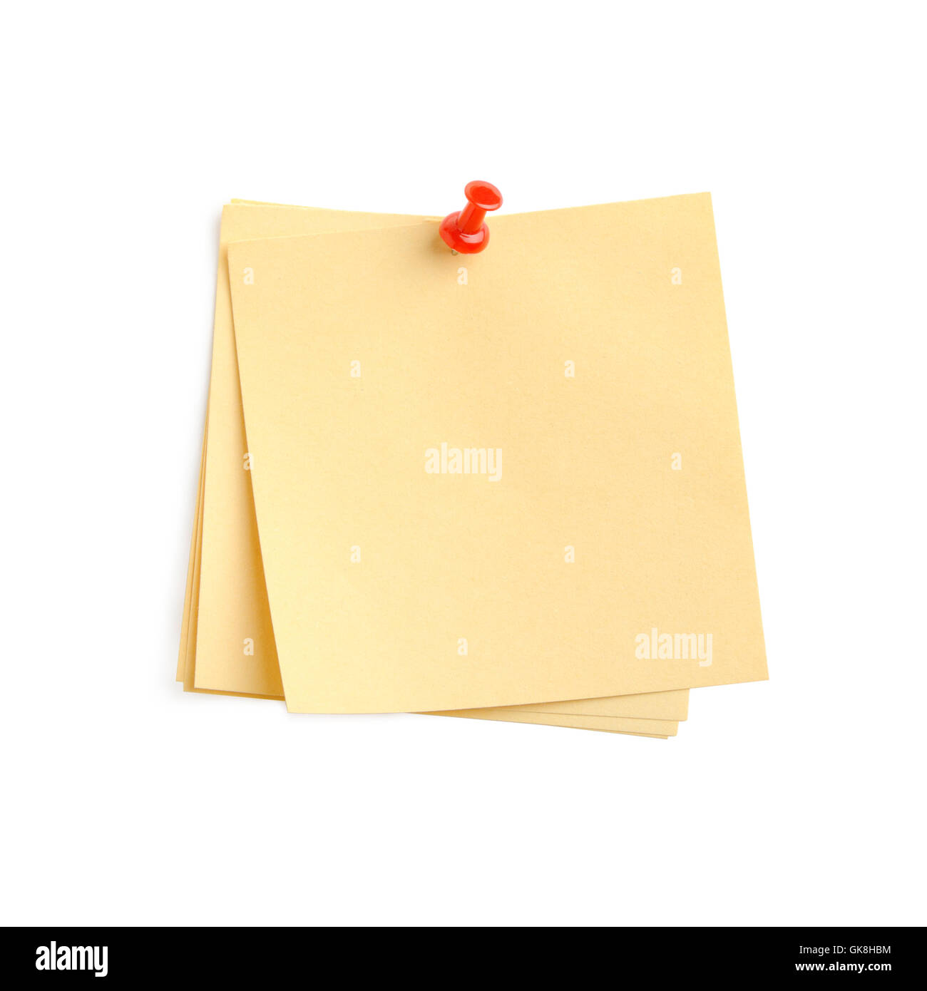 yellow paper note with red pin Stock Photo - Alamy