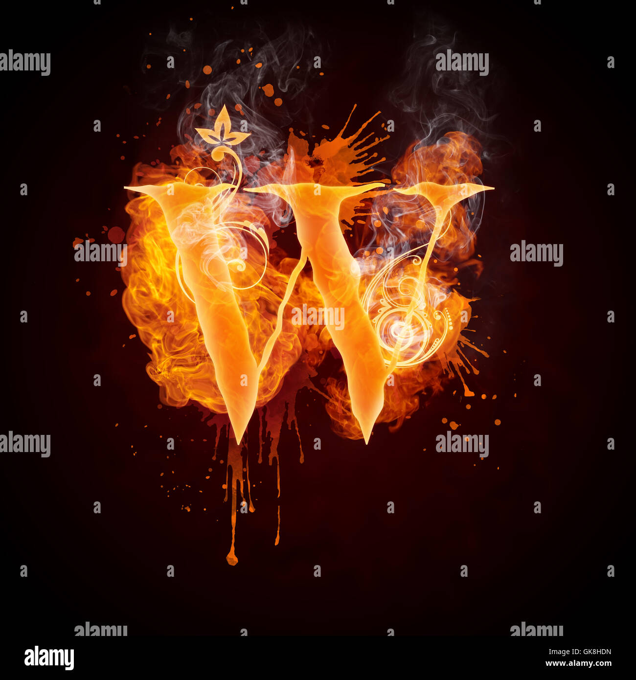 Fire Swirl Letter W Stock Photo - Alamy