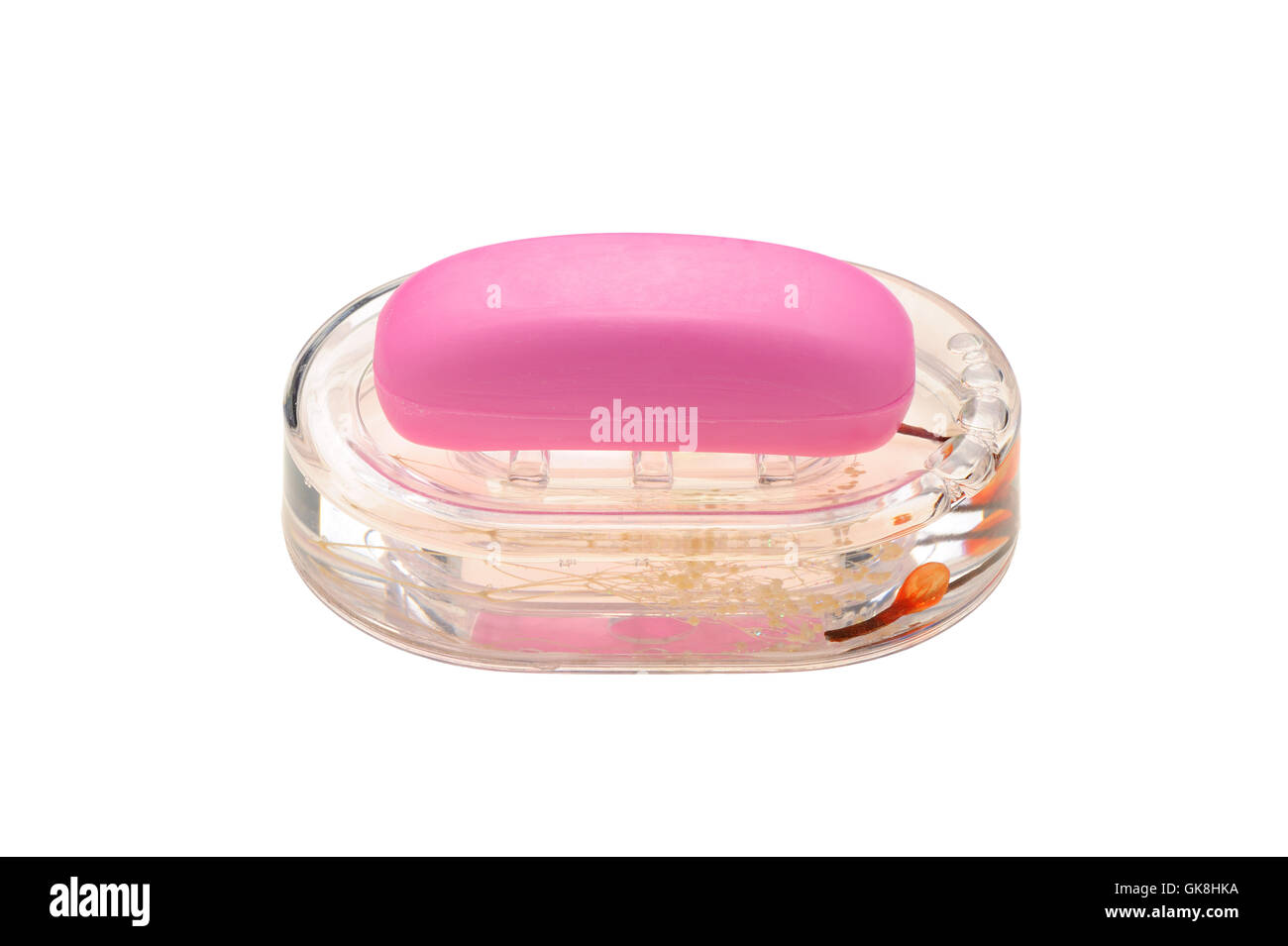 Soap of pink color in a transparent soap tray Stock Photo - Alamy