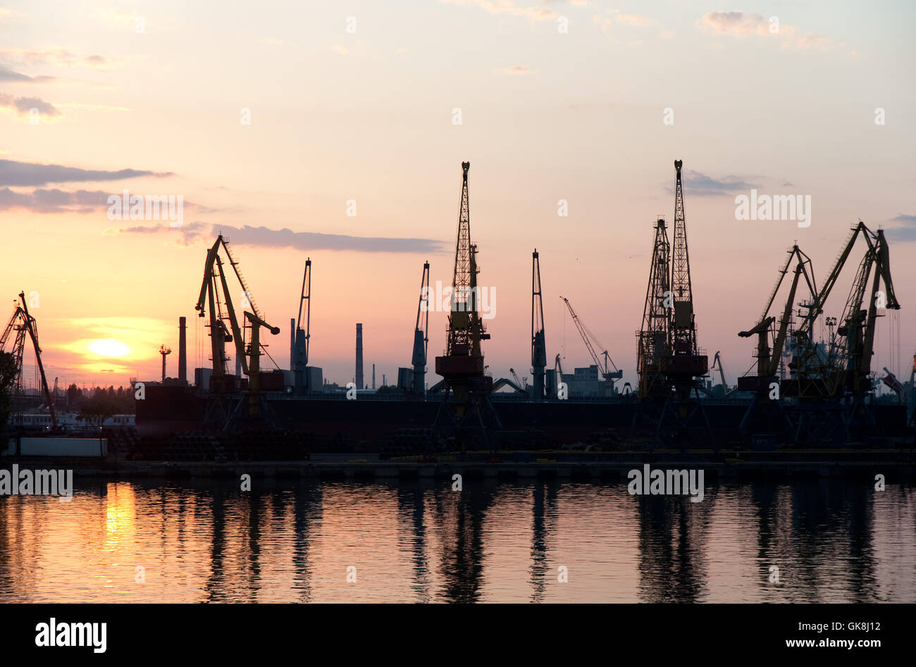 Seaport night time Stock Photo - Alamy