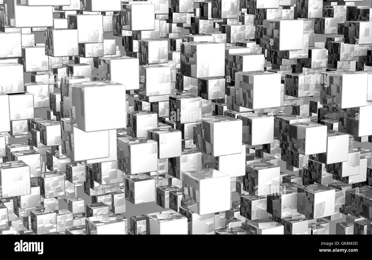 mega cubes background silver 03 Stock Photo - Alamy