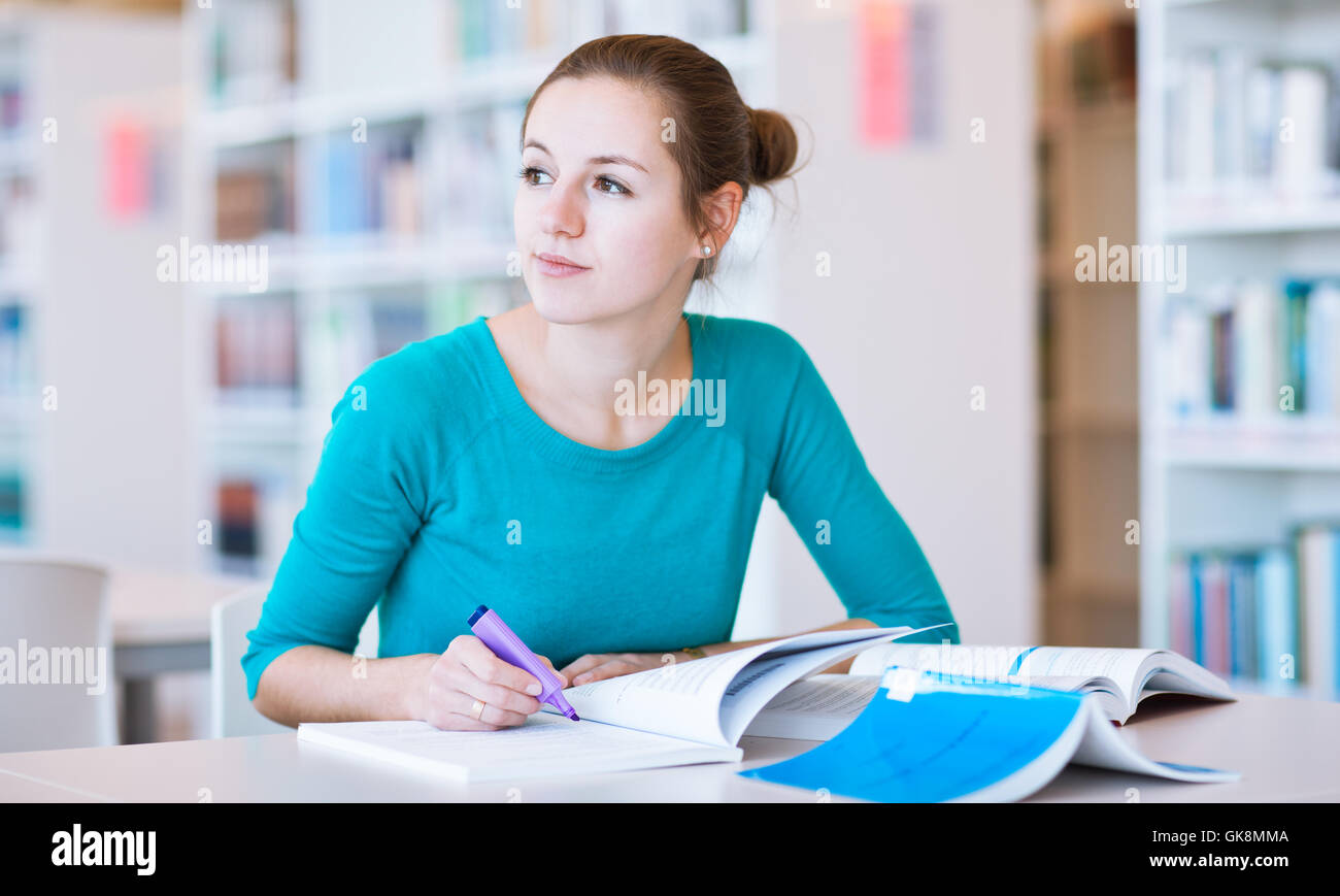 female library student Stock Photo - Alamy