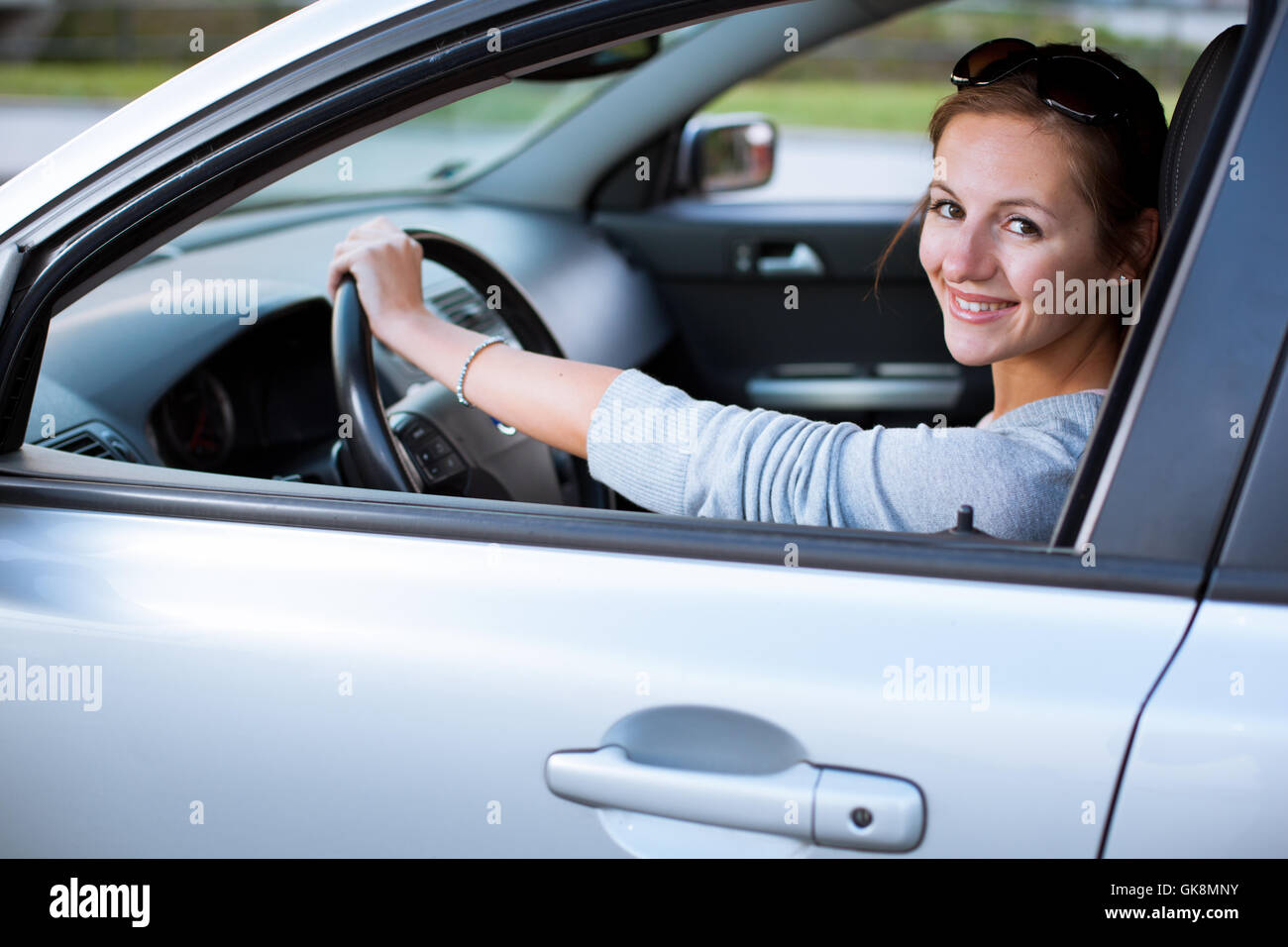 Woman driving car night time hi-res stock photography and images - Alamy