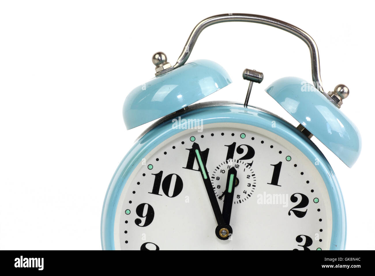 alarm clock blue - optional - white background Stock Photo - Alamy