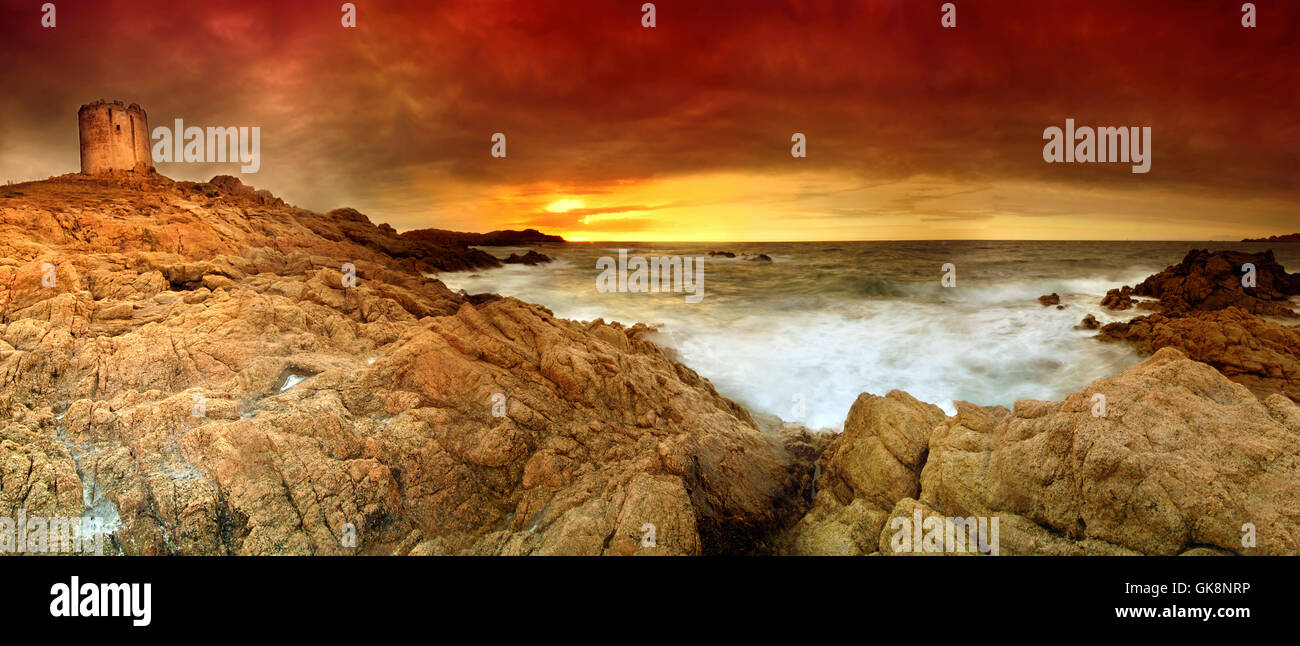 tower sunset rock Stock Photo - Alamy