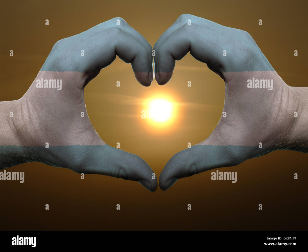gesture sunrise flag Stock Photo - Alamy