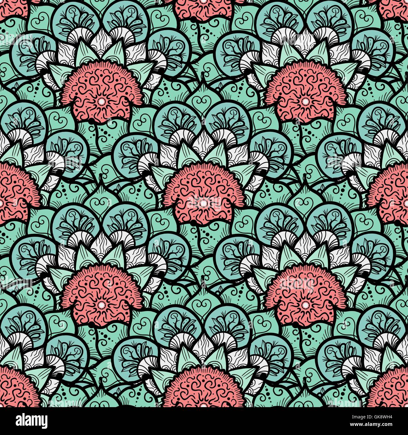 Hand drawn Mandala Seamless Pattern. Arabic, indian, turkish and ...