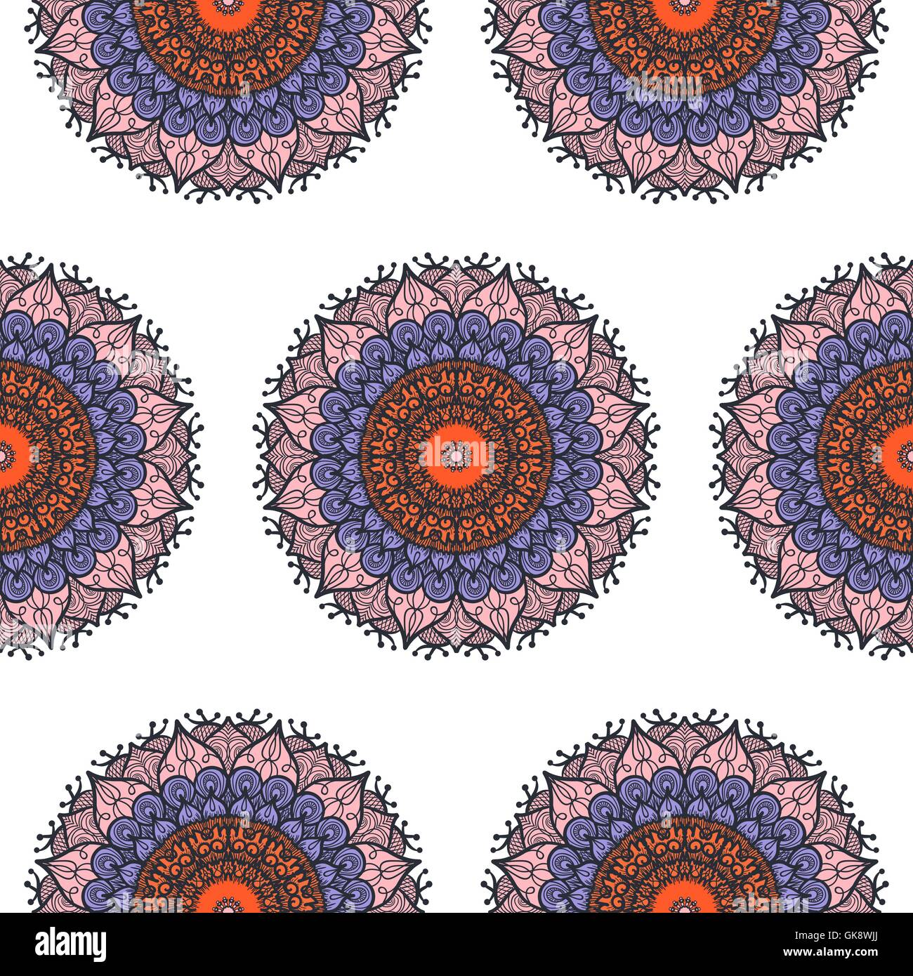 Hand drawn Mandala Seamless Pattern. Arabic, indian, turkish and ...