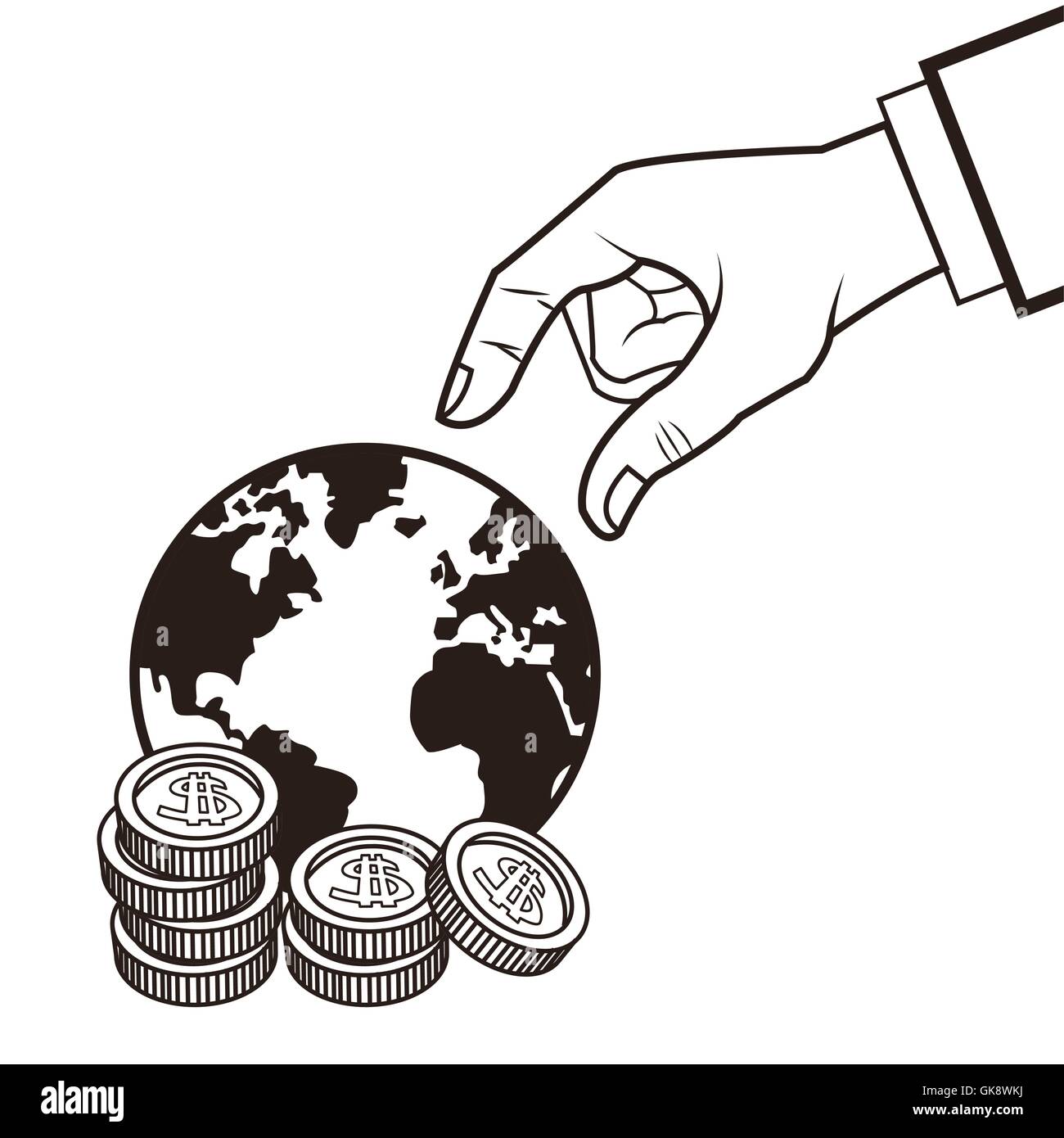 hand planet coins money sketch design Stock Vector Image & Art - Alamy