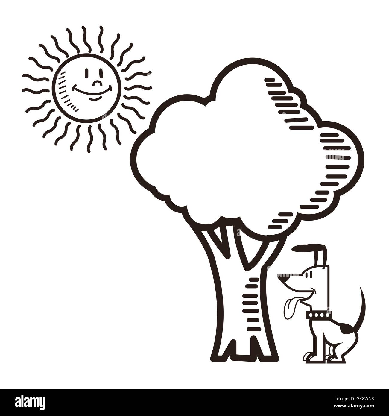 dog sun tree nature cartoon design Stock Vector Image & Art - Alamy