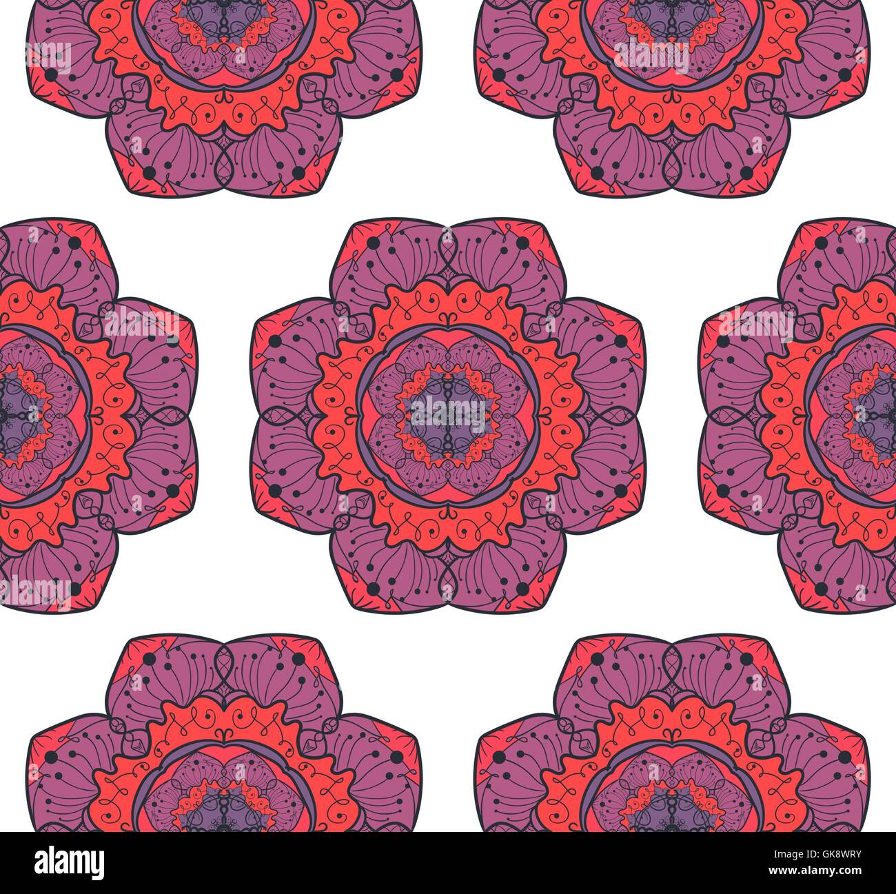 Hand drawn Mandala Seamless Pattern. Arabic, indian, turkish and ...