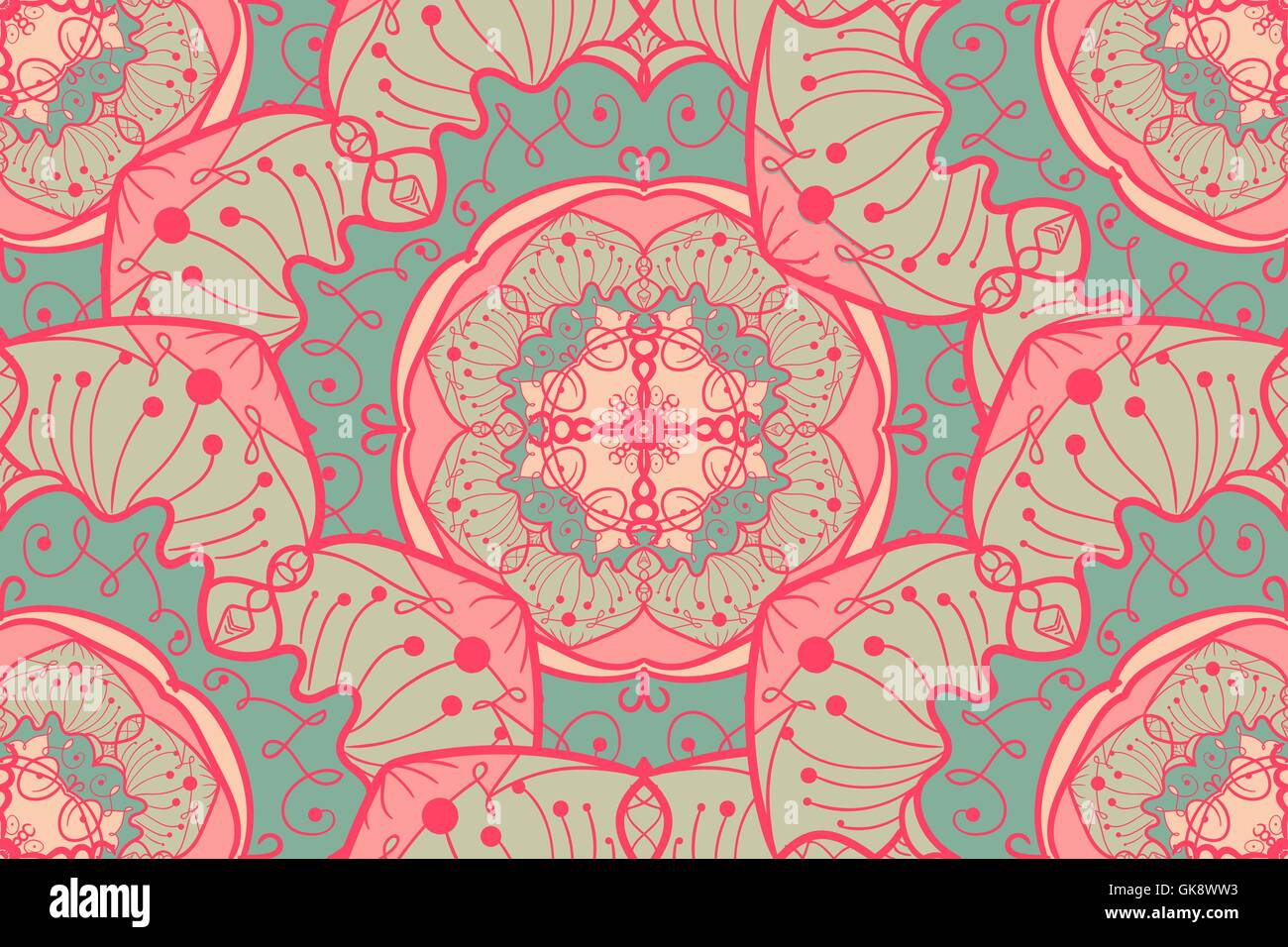 Hand drawn Mandala Seamless Pattern. Arabic, indian, turkish and ottoman culture decoration ...