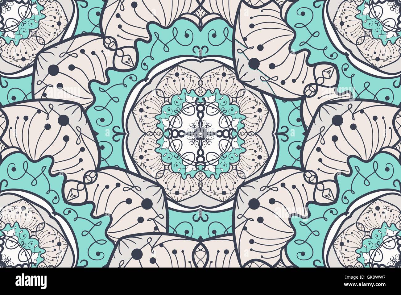 Hand drawn Mandala Seamless Pattern. Arabic, indian, turkish and ...