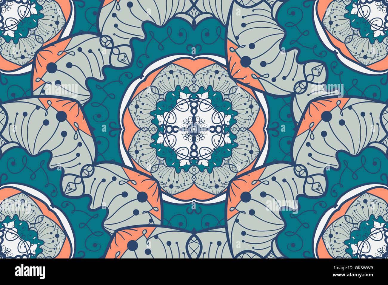 Hand drawn Mandala Seamless Pattern. Arabic, indian, turkish and ...