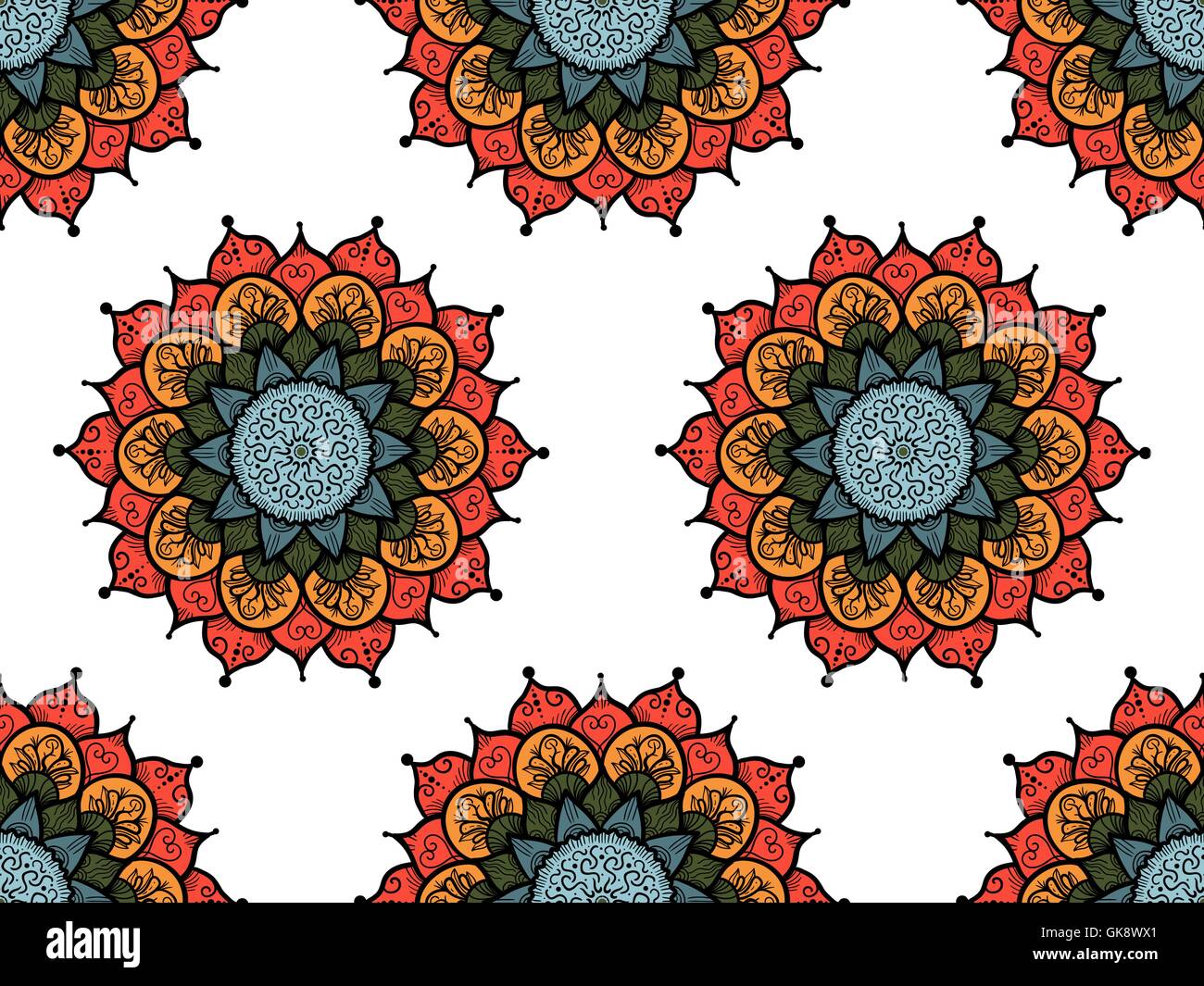 Hand drawn Mandala Seamless Pattern. Arabic, indian, turkish and ...