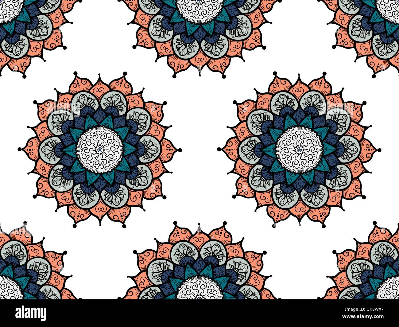 Hand drawn Mandala Seamless Pattern. Arabic, indian, turkish and ...