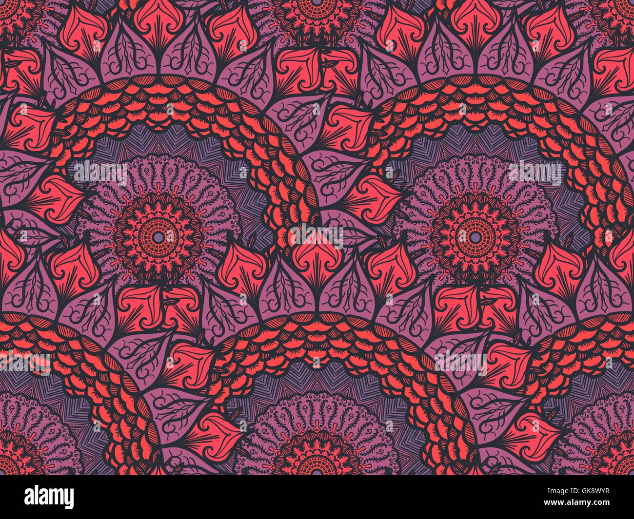 Hand drawn Mandala Seamless Pattern. Arabic, indian, turkish and ...