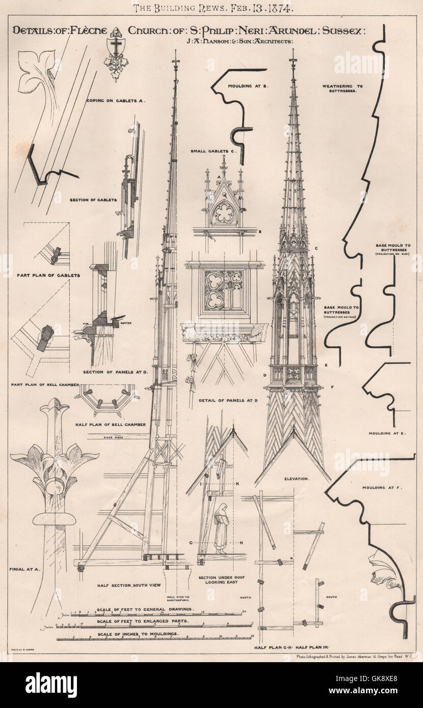 Flècne Church of St. Philip Neri, Arundel, Sussex; J.A. Hansom & Son ...