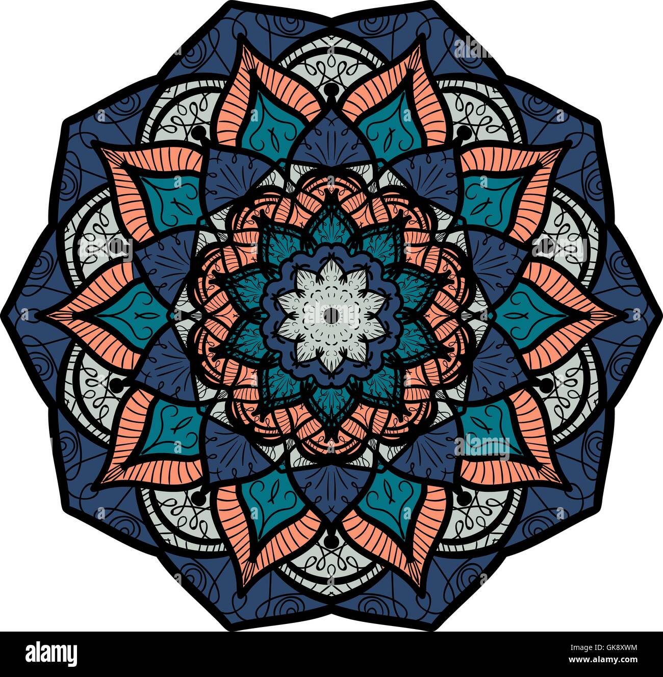 Hand drawn Mandala in arabic, indian, islam and ottoman culture ...