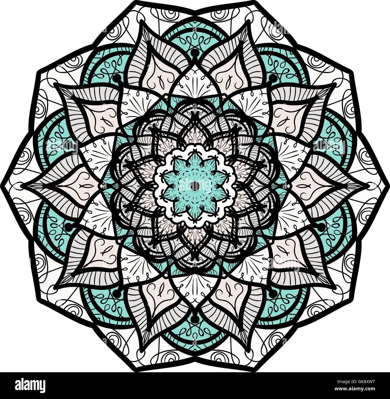 Hand drawn Mandala in arabic, indian, islam and ottoman culture ...
