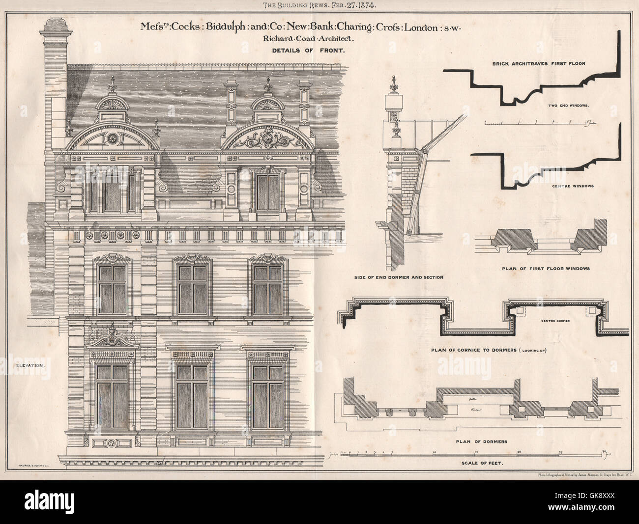 Cocks Biddulph & Co. new bank, Charing Cross, London; S.W. Richard Coad ...