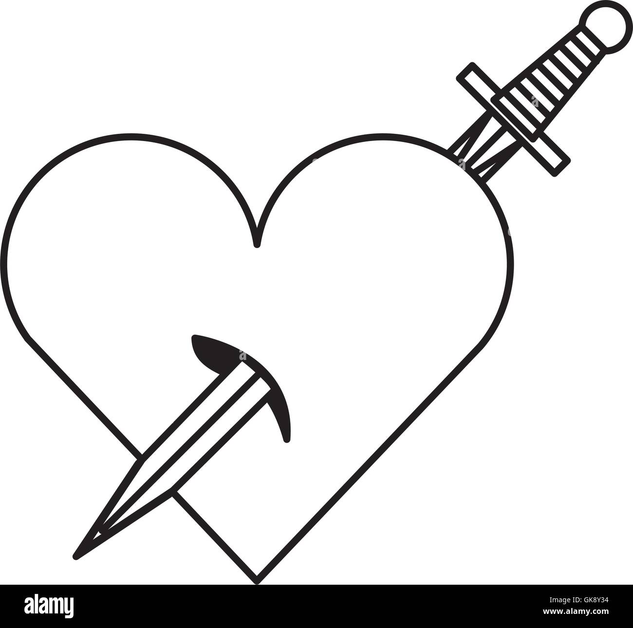 Heart With Sword Drawing
