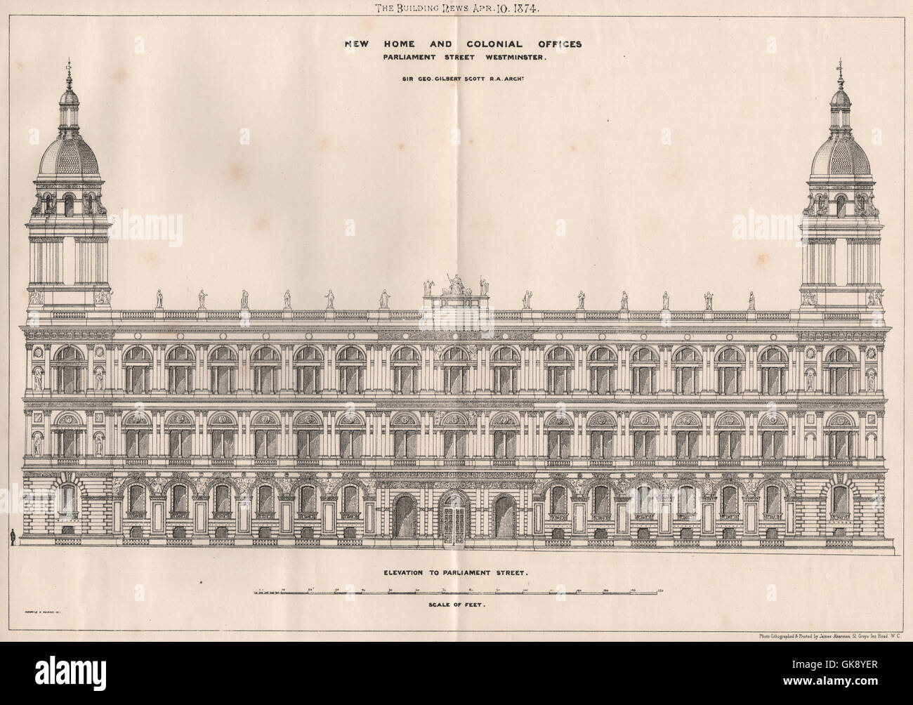 Home & Colonial Offices, Parliament Street, Westminster. Geo. Gilbert ...