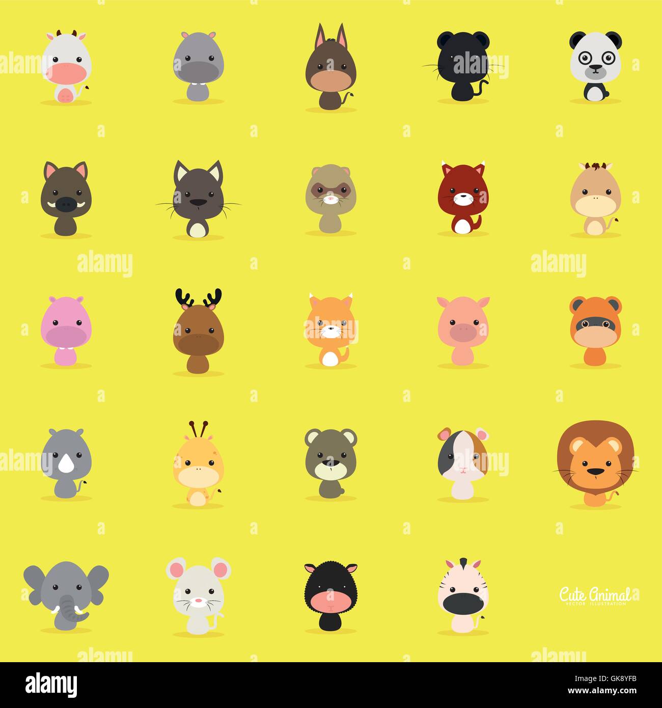 Cute Cartoon animals Stock Vector Image & Art - Alamy