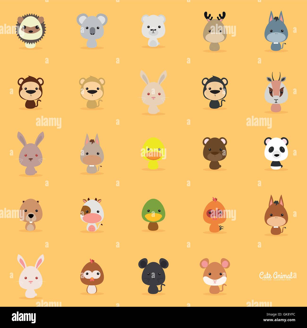 Cute Cartoon animals Stock Vector Image & Art - Alamy