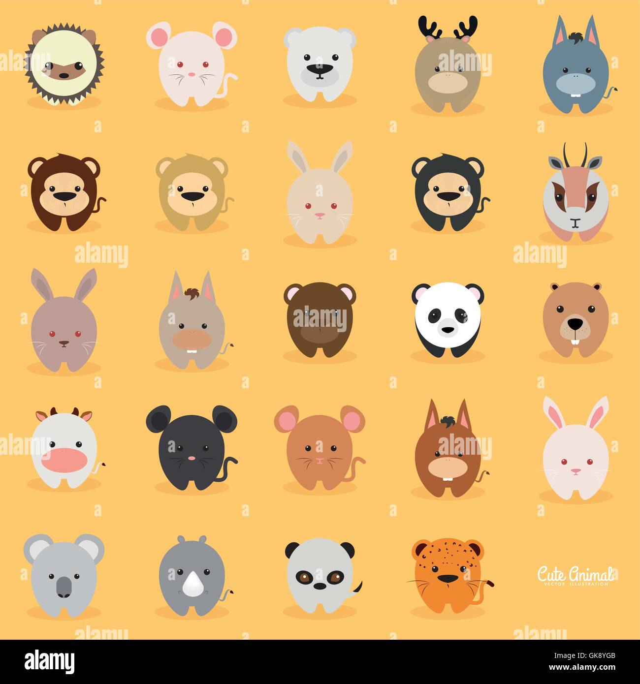 Cute Cartoon animals Stock Vector Image & Art - Alamy