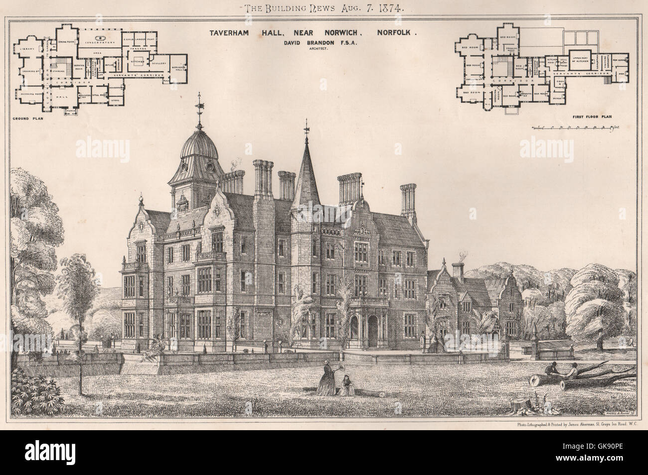 Taverham Hall, near Norwich, Norfolk; David Brandon F.S.A., Architect ...
