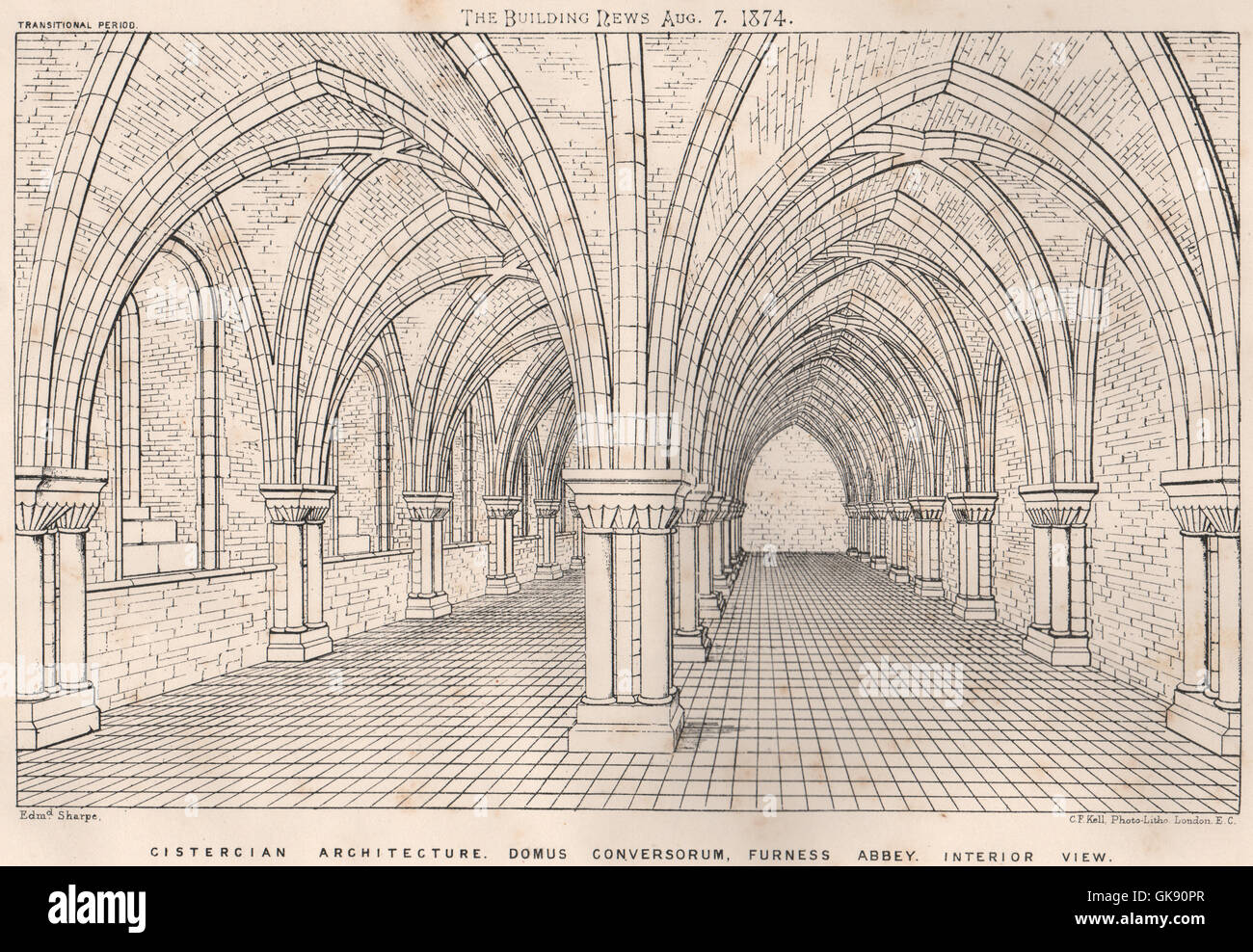 Cistercian Archture Domus Conversorum, Furness Abbey interior view ...