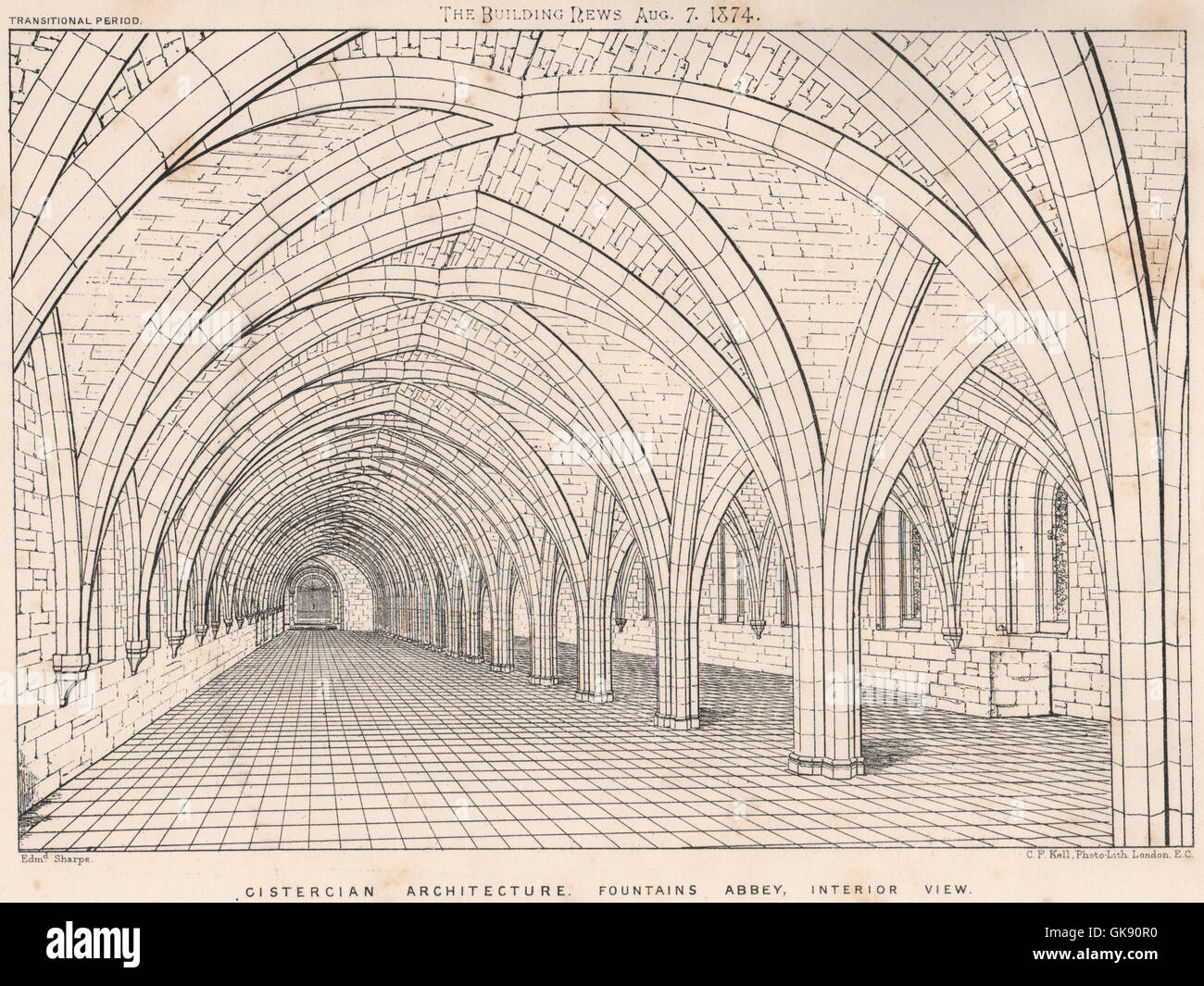 Cistercian architecture Fountains Abbey, interior view. Yorkshire ...