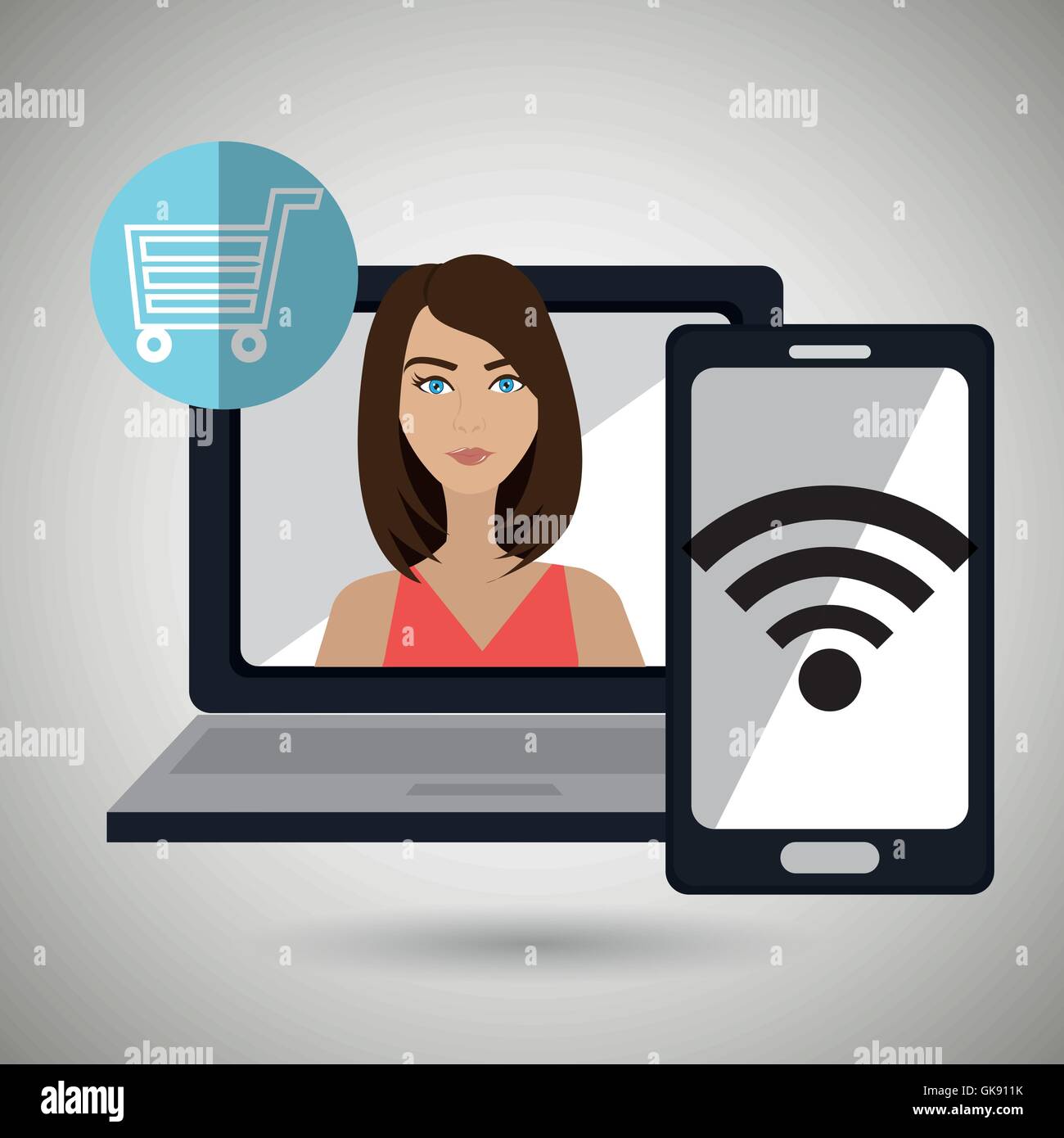 character laptop cellphone app Stock Vector Image & Art - Alamy