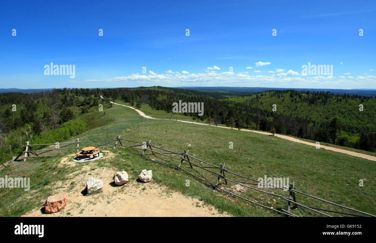 Cement Ridge view of the Black Hills in South Dakota USA with split ...