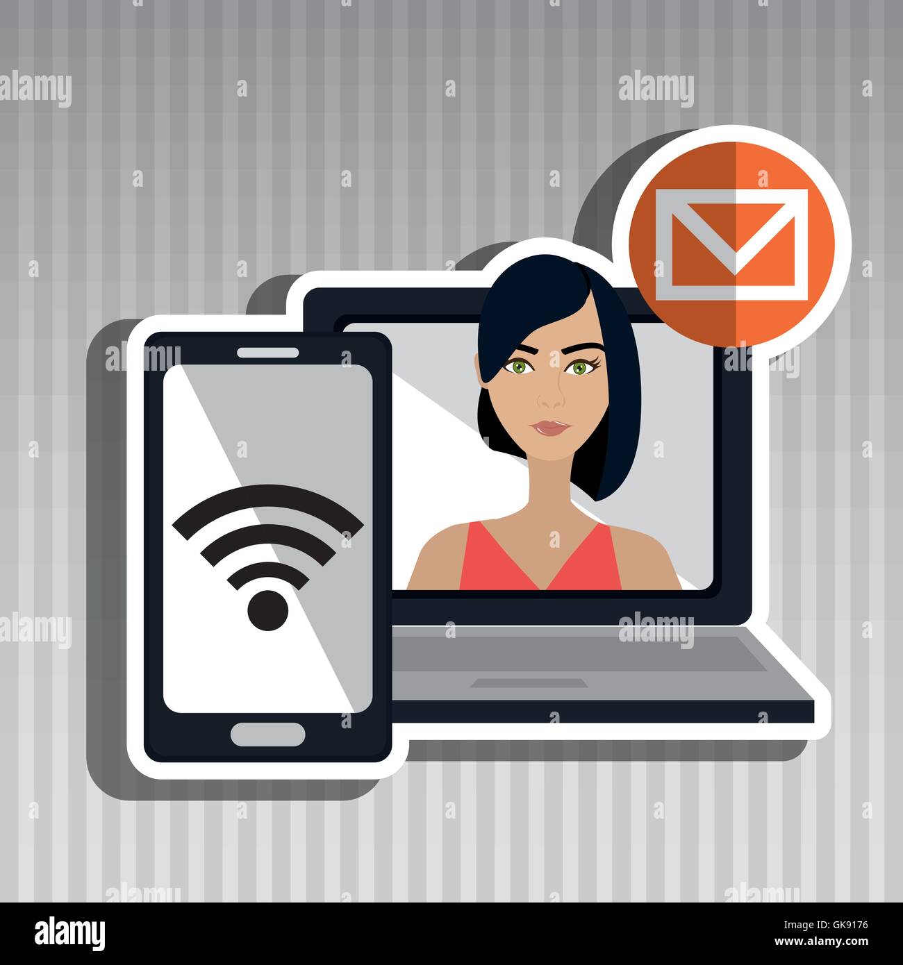 character laptop cellphone app Stock Vector Image & Art - Alamy