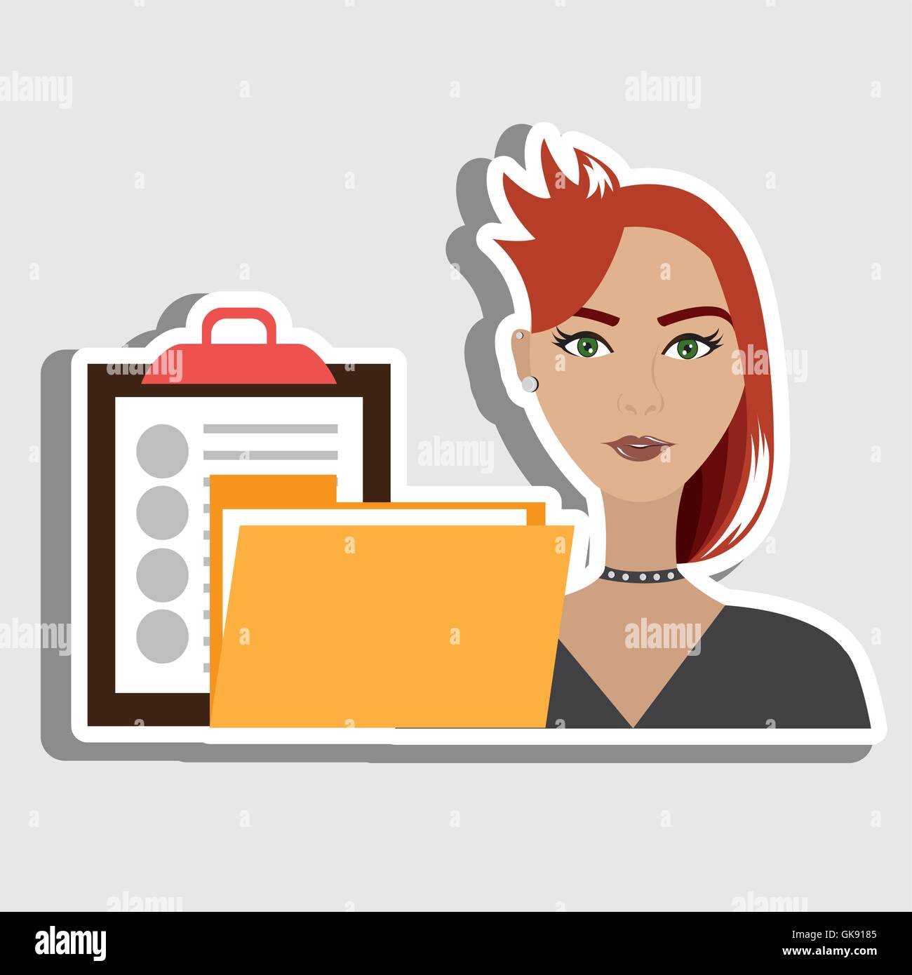 Woman folder clipboard isolated Stock Vector Images - Alamy