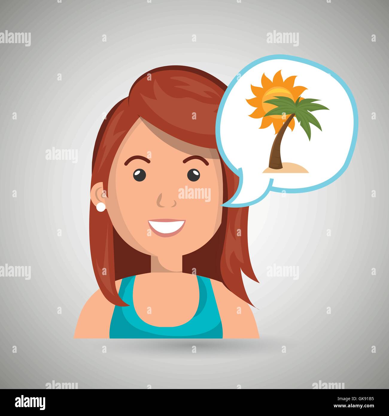 Woman beach red hair Stock Vector Images - Alamy