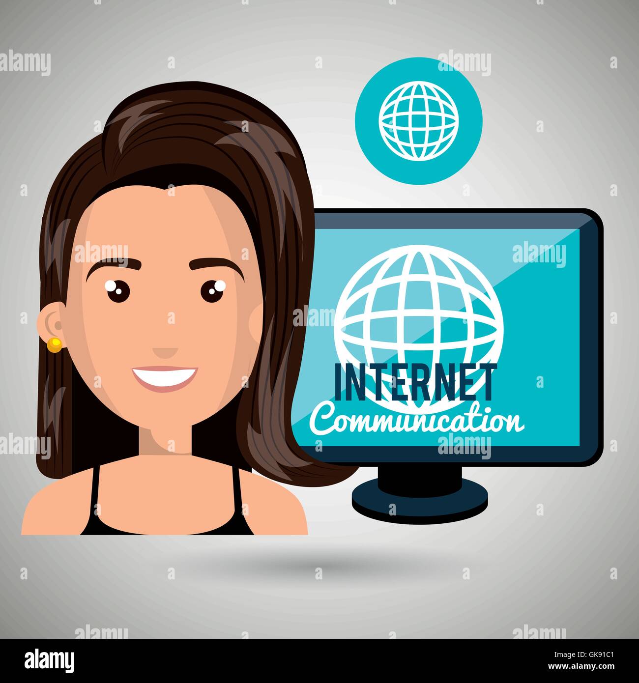 woman internet connected global Stock Vector Image & Art - Alamy