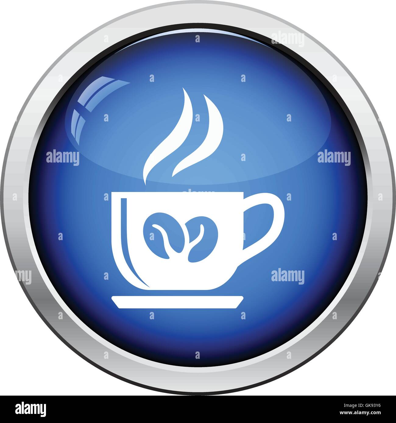 Coffee cup icon. Glossy button design. Vector illustration Stock Vector ...